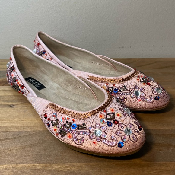 Splash | Shoes | Splash Fashion Sequined Pink Satin Ramona Slip On ...